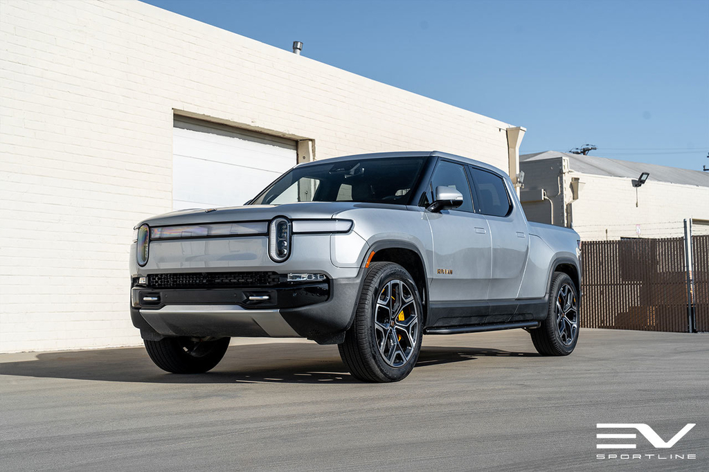 LA Silver Rivian R1T with Triple Slot Thread Running Boards - EV ...