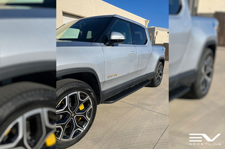 LA Silver Rivian R1T with Triple Slot Thread Running Boards - EV ...